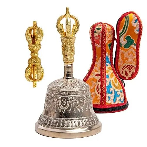 Large Tibetan Buddhist Meditation Alter Pray Singing Bowl Bell Bronze ...