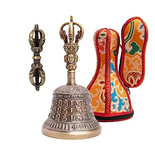Large Tibetan Buddhist Meditation Alter Pray Singing Bowl Bell Bronze ...